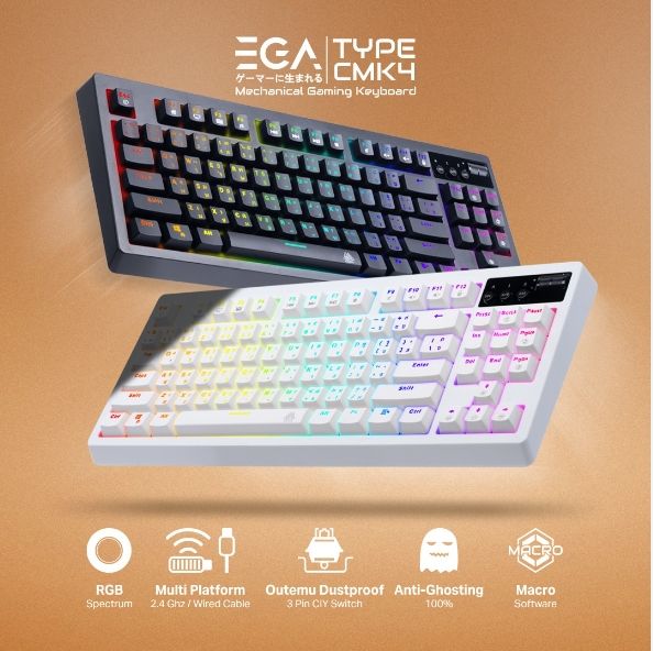 EGA คีย์บอร์ดเกมมิ่ง TYPE CMK4 TKL Mechanical Switch Full RGB เชื่อมต่อ ...