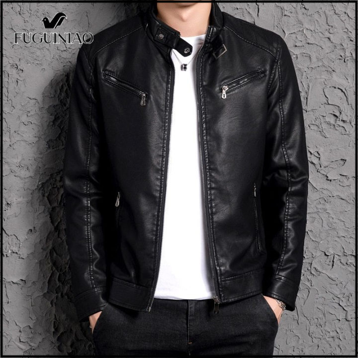 FUGUINIAO 2024 new men leather and velvet collar pu leather jacket of ... FUGUINIAO 2024 new men leather and velvet collar pu leather jacket of ...
