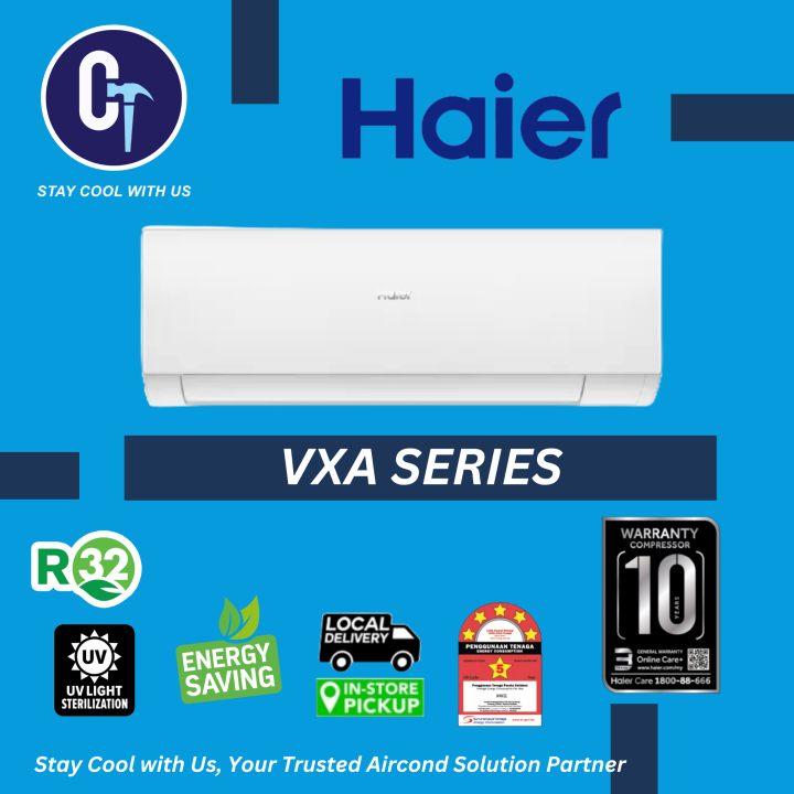 Haier R32 Smart Clean Inverter Air Conditioner VQA/VQC/VXA Series (1.0HP-2.5HP) - 4 Star/5Star ...