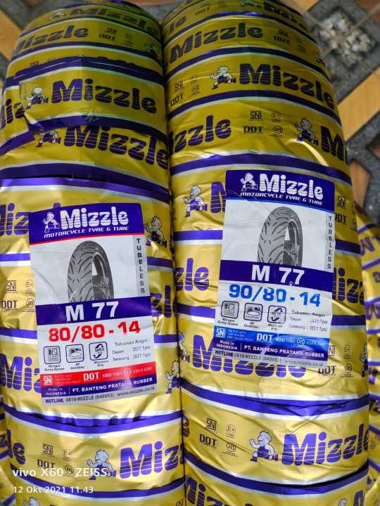 Paket Ban Matic Tubeless Mizzle M77 80 & 90 Ring 14 Free Pentil ...