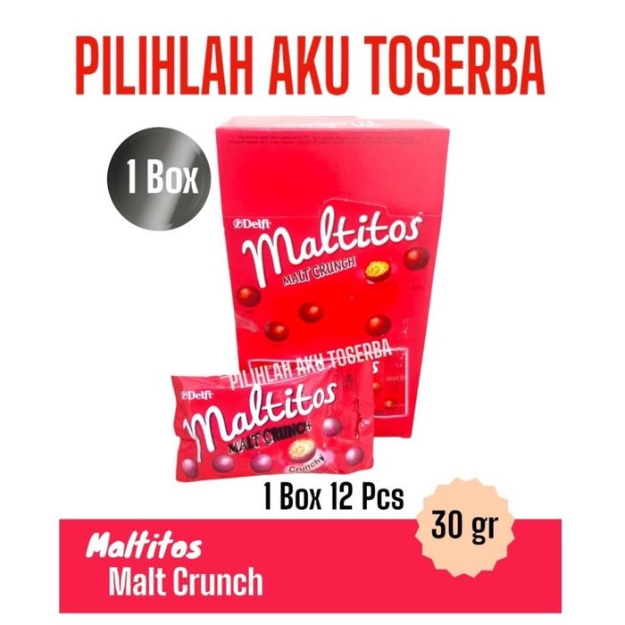 Delfi MALTITOS Malt Crunch Coklat Crunchy 30 gr - (HARGA 1 BOX isi 12 ...