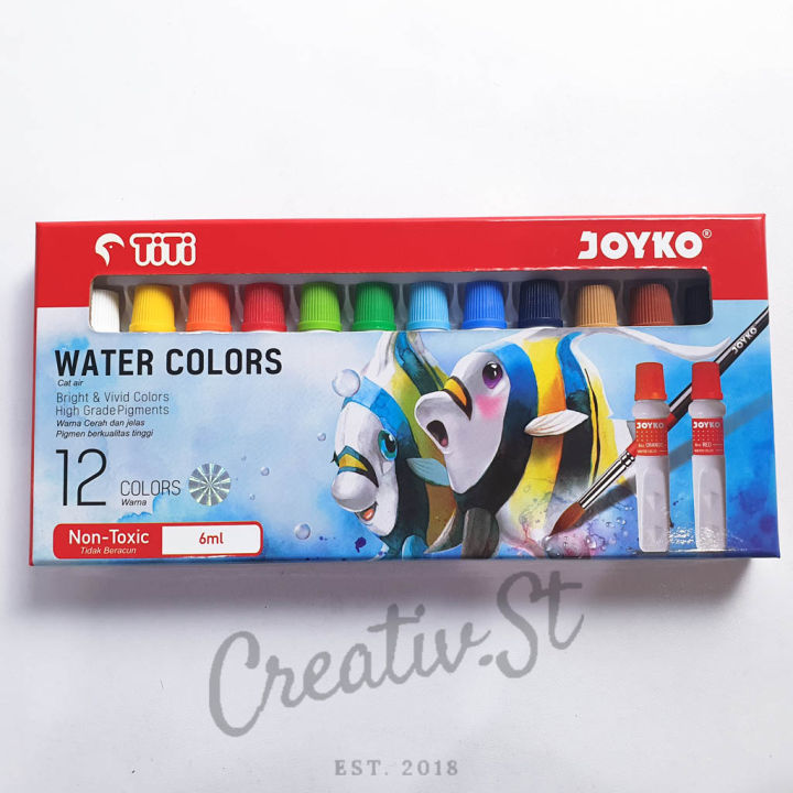 Joyko Cat Air Watercolor 12 Warna 6 ml Set Paint Lukis Water color ...