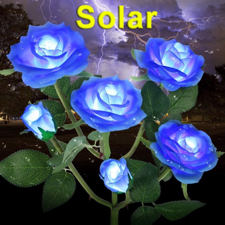 3 /5 Head Solar Rose Flower Light IP65 Waterproof Lawn Lamp LED Garden ...