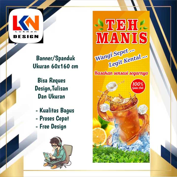 spanduk banner berdiri es teh manis model B | Lazada Indonesia