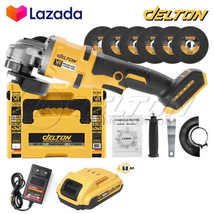 DELTON เครื่องเจียร์ไร้สาย 4 นิ้ว 199V มอเตอร์บัสเลส ไร้แปรงถ่าน Brushless Motor เครื่องเจียร์ ...