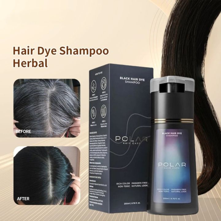 200ml Herbal Color Shampoo Long-Lasting Black/Brown/Red/Purple Shampoo ...