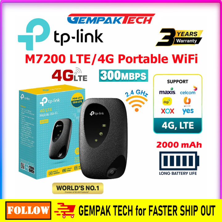 TP-Link M7200 4G LTE Portable Broadband Mobile Pocket Wi-Fi Wireless ...