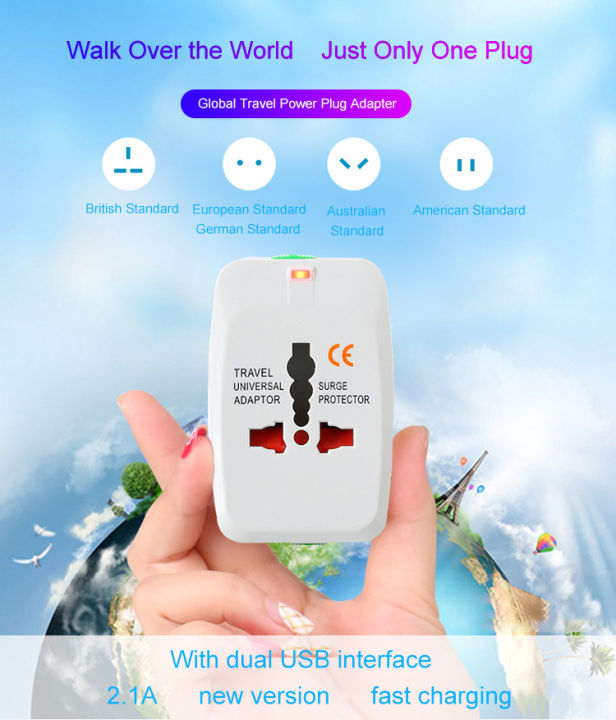 Global Universal Adapter Plug with Double USB Plug Adaptor Travel ...