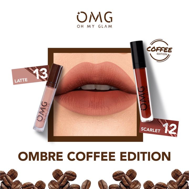 Paket OMG OH MY GLAM Matte Kiss Lip Cream Bold Coffee Ombre - 12 ...