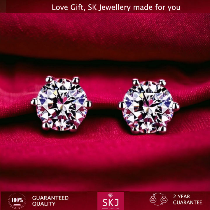 SKJ Jewellery - Anting Stud Wedding 1 Carat Gold Plating 18K Tunangan ...