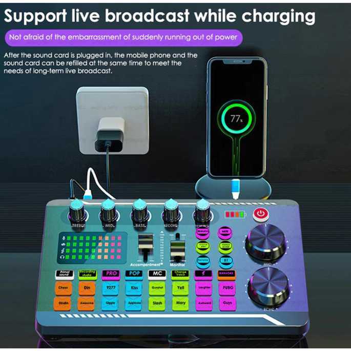 TaffSTUDIO Pro Audio Bluetooth Mixer Sound Card Live Broadcast Karaoke ...