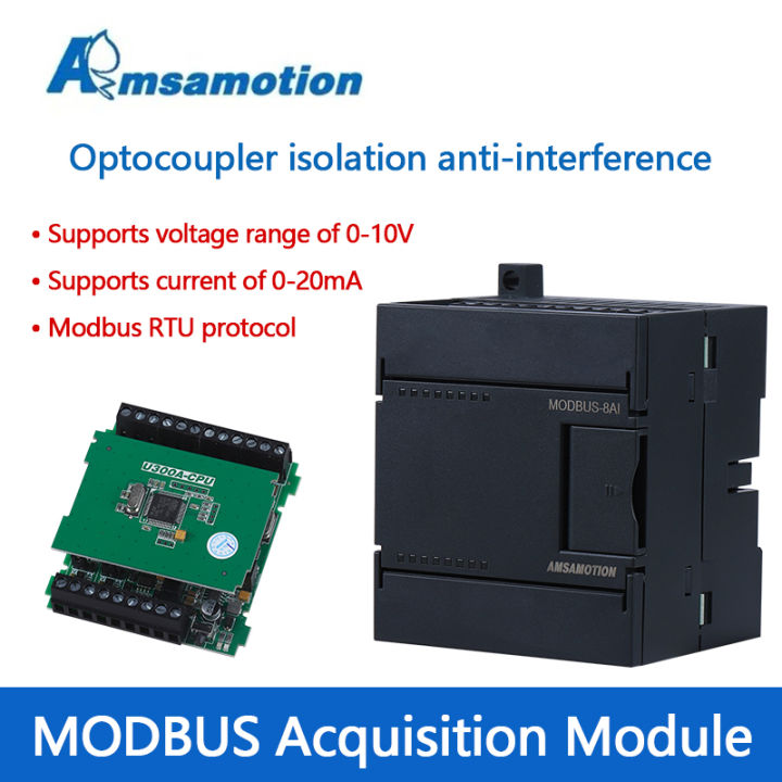 AMSAMOTION MODBUS-8AI 4AI 4AO 8AO RTU Convert Modbus Analog 8 Input ...