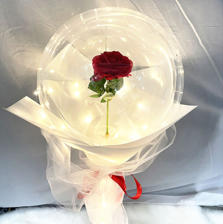 Led Light Bobo Ball Rose Flower Balloons DIY Valentine's Day Gift ...