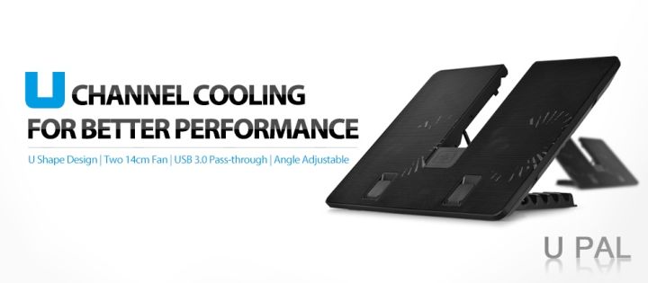 DEEPCOOL U-PAL NOTEBOOK COOLER PAD 2X14CM FAN ANGLE ADJUSTMENT USB3.0 ...