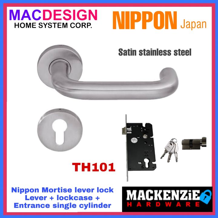 NIPPON TH101 MORTISE LEVER ENTRANCE LOCKSET SATIN STAINLESS LEVER ...