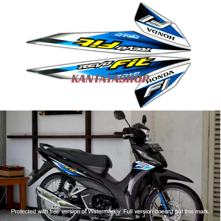 STIKER STRIPING LIS LES BODY MOTOR HONDA REVO FIT 2020 FULL HITAM BIRU ...