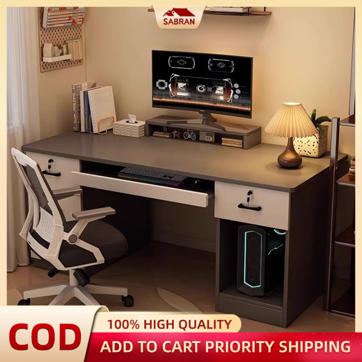 SABRAN Modern Desktop Computer Desk Home Study Desk With Drawers Office ...