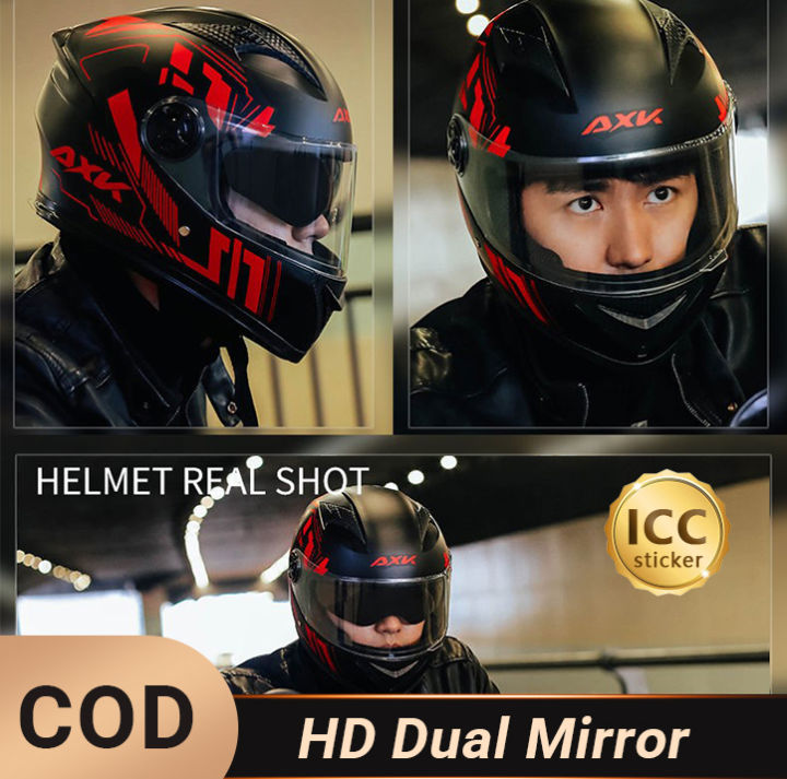 AXK Helmet motorcycle full face With ICC sticker road helmet HD anti ...