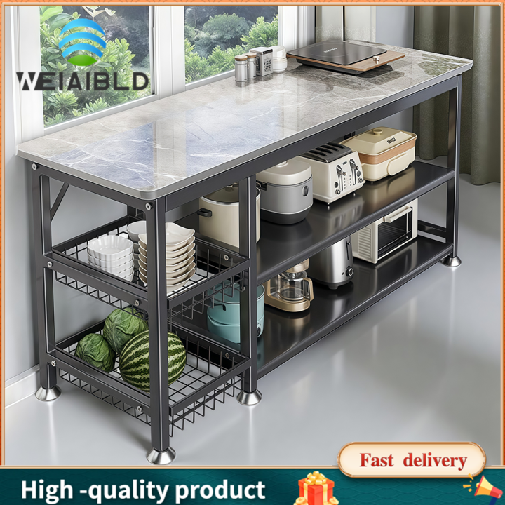 WEIAIBLD Three Tier Work Table Multifunctional Floor Standing Storage ...
