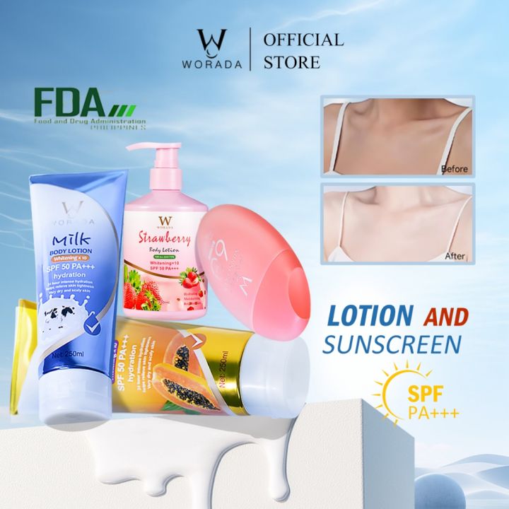 WORADA Sunscreen SPF60 Sunblock Whitening Cream And Whitening Lotion ...
