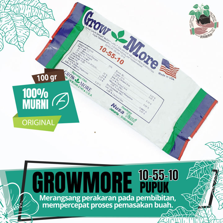 Pupuk Growmore NPK 10-55-10 Bunga Nutrisi Tanaman Hias dan Tumbuhan Pupuk Growmore Asli Kemasan ...