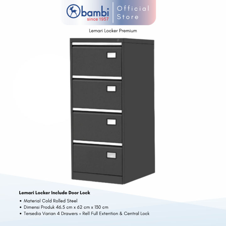 Bambi Lemari Arsip Besi 4 Laci Premium Filing Cabinet FC kode LK-104 ...