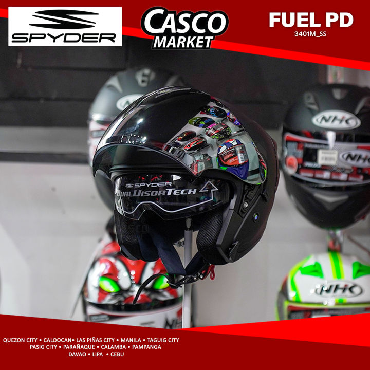 SPYDER FUEL PD HALF FACE DUAL VISOR MOTORCYCLE HELMET MOTORGEAR | Lazada PH