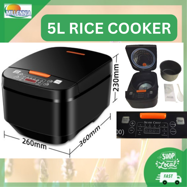 Silver Crest Multi-Function Digital 5L Non-Stick Rice Cooker Steam ...