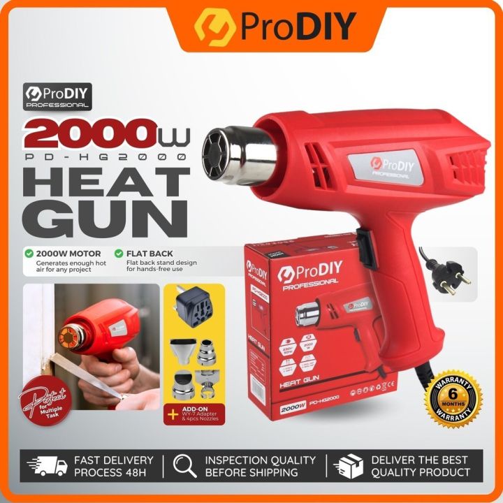 PRODIY PD-HG2000 Electric Heat Gun 2000W Dual Temperature Setting 230V ...