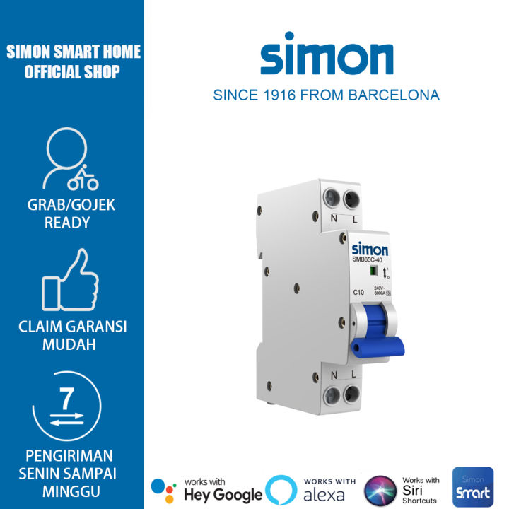 SIMON - MCB SMB65C-40 RCBO 30mA 6kA 1P+N C10 SIMON 1P+N | Lazada Indonesia