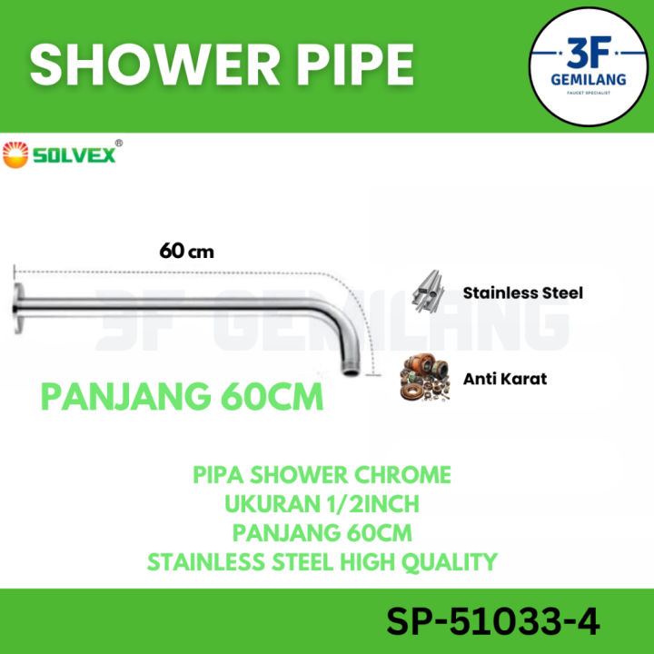 SOLVEX - Shower Pipe Tiang Wall Shower Pipa Dinding Tembok CHROME 1 ...