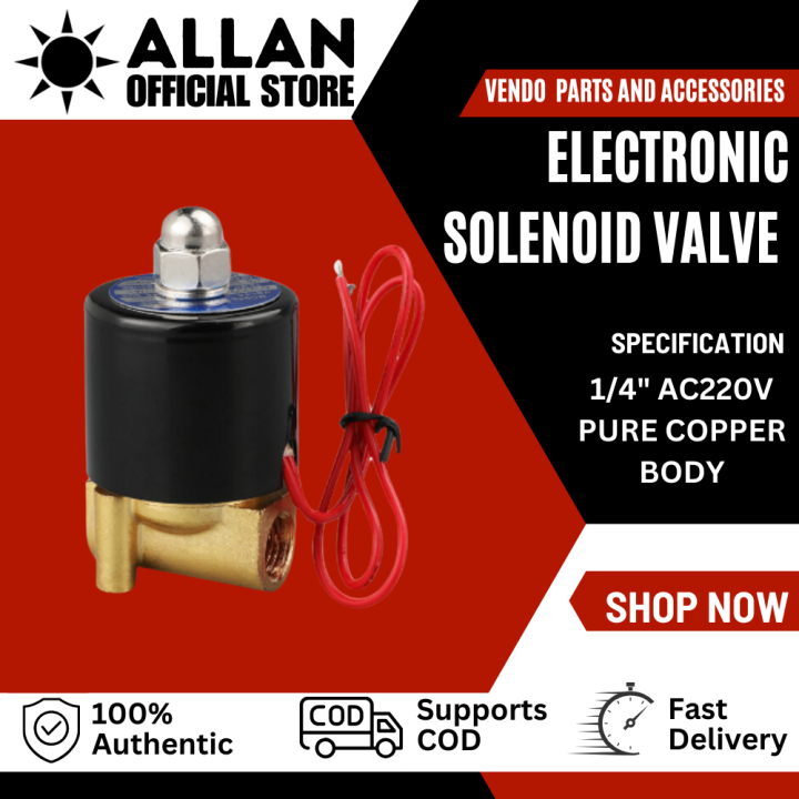 Allan Electric Solenoid Valve Two Way Brass DC 12V AC 220V 1/4" 220V ...