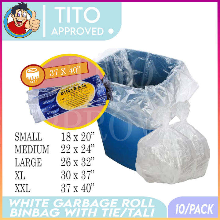 10pcs/pack XXL XX-Large [37x40"] White/Clear Garbage Bag Calypso Bin ...