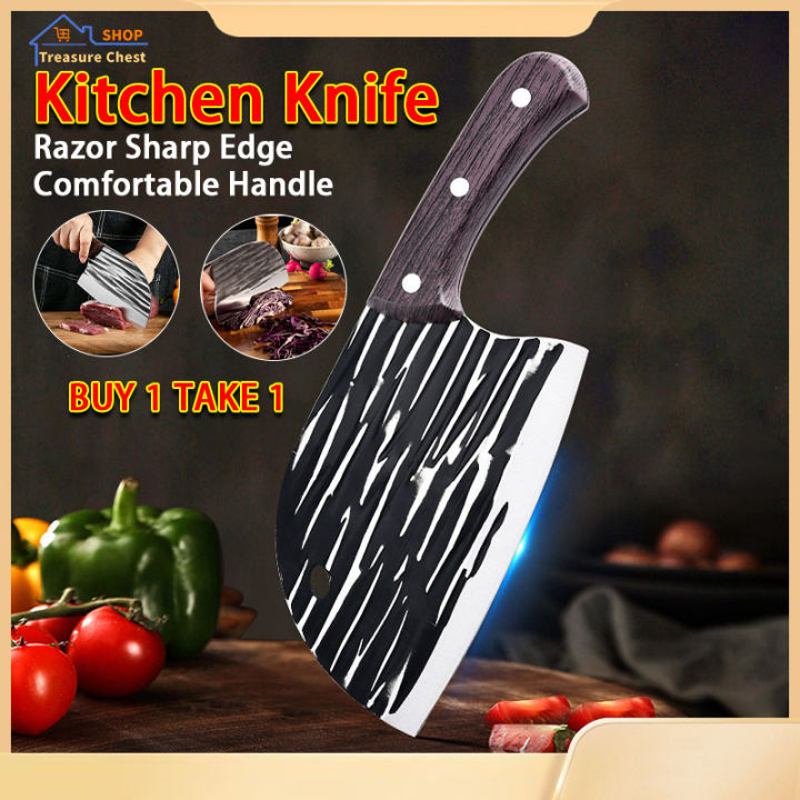 Handmade Forged Kitchen Knife Hammer Stainless Steel Chef Chopper ...