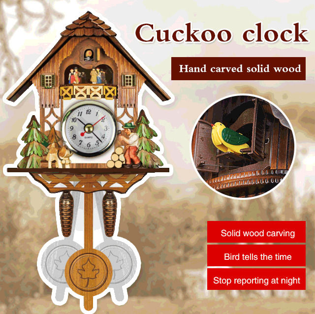 TH Cuckoo Wall Clock Alarm Clock Classic Roman Numeral Clock 布谷鸟挂钟 | Lazada