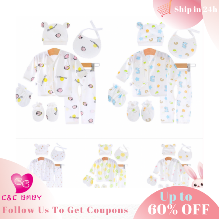 C&C BABY 6pcs/Set Newborn Baby Clothes Set Cotton Afterbirth Suit Baby ...