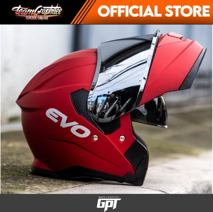 EVO VXR 5000 MATTE RED (SILVER LENS) MODULAR DUAL VISOR WITH FREE CLEAR ...