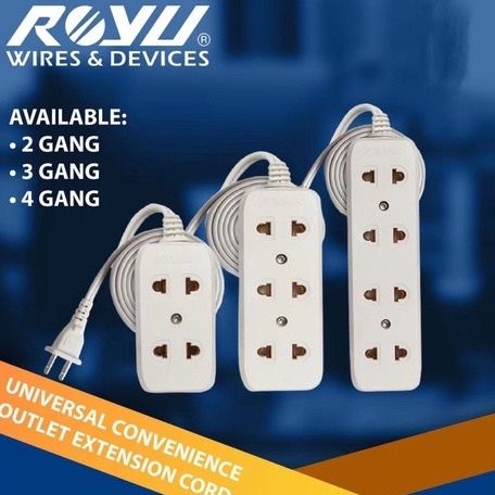 ROYU 4meters Universal Extension Outlet 3Gang/4Gang WHITE | Lazada PH