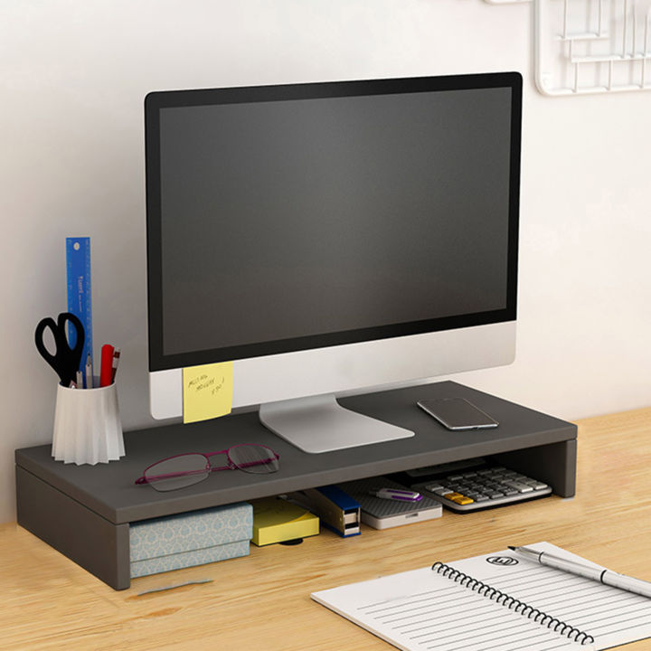 Desktop Storage Rack Wooden Computer Stand Wooden Monitor Stand Riser ...