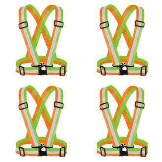 4 PCS. Reflective Belt Garterized Elastic Safety Vest Luminous High ...