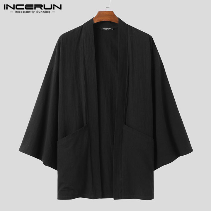 [Perfectly] INCERUN Mens Solid Coats Open Stitch Long Sleeve Casual ...