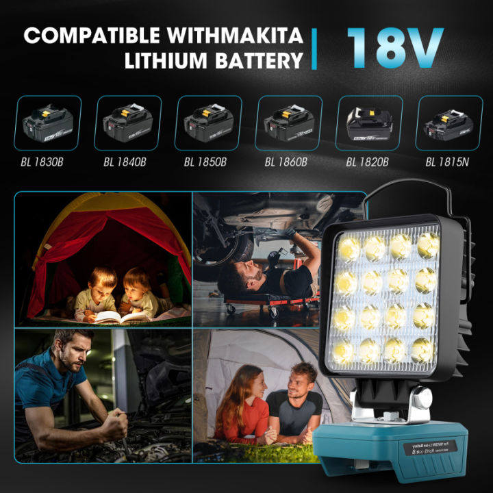 Portable LED Work Light for Makita 18V Battery, Handheld Floodlight for ...