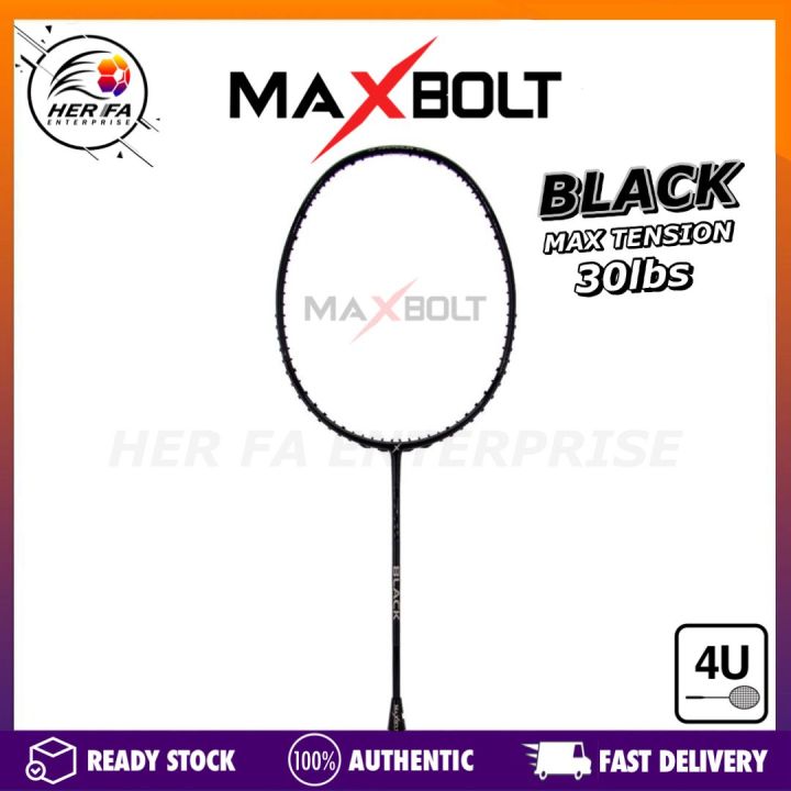 MAXBOLT Black 4U Badminton Racket Max Tension 30lbs Full All Black ...
