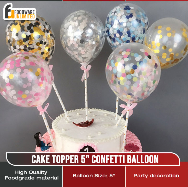 5 inches Confetti Balloon Cake Design Topper Party Supplies Birthday ...