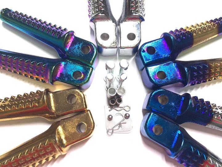 GOOD QUALITY Universal 1Pair Motorcycle Two Tone Titanium Rear Foot ...