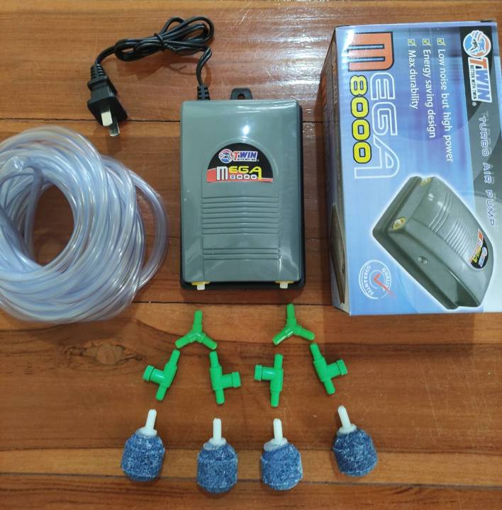 ปั๊มลม อ๊อคซิเจนตู้ปลา Mega 8000+สามทาง 2 ตัว+วาล์วปรับลม 4 ตัว + หัวทราย4 อัน+สาย 5 ม. ***ส่ง ...