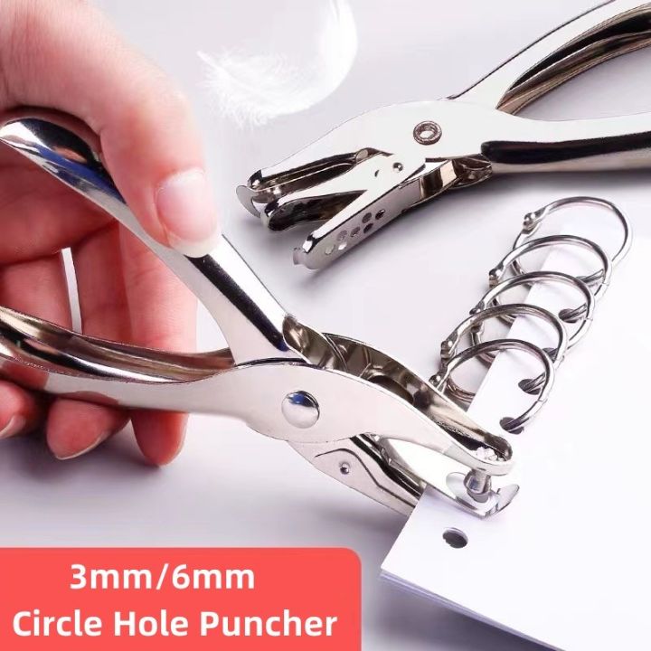 Hole Puncher Circle 6MM / 3MM Metal Single Hand Held Ticket Punch Scrap ...