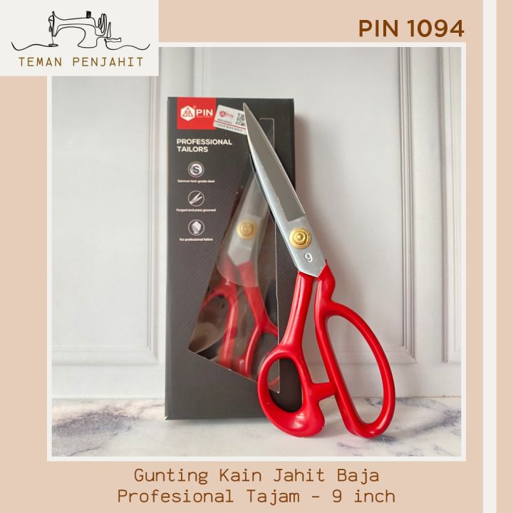 Gunting Kain Jahit Baja Stainless Tajam Warna Merah ukuran 9 inch PIN ...