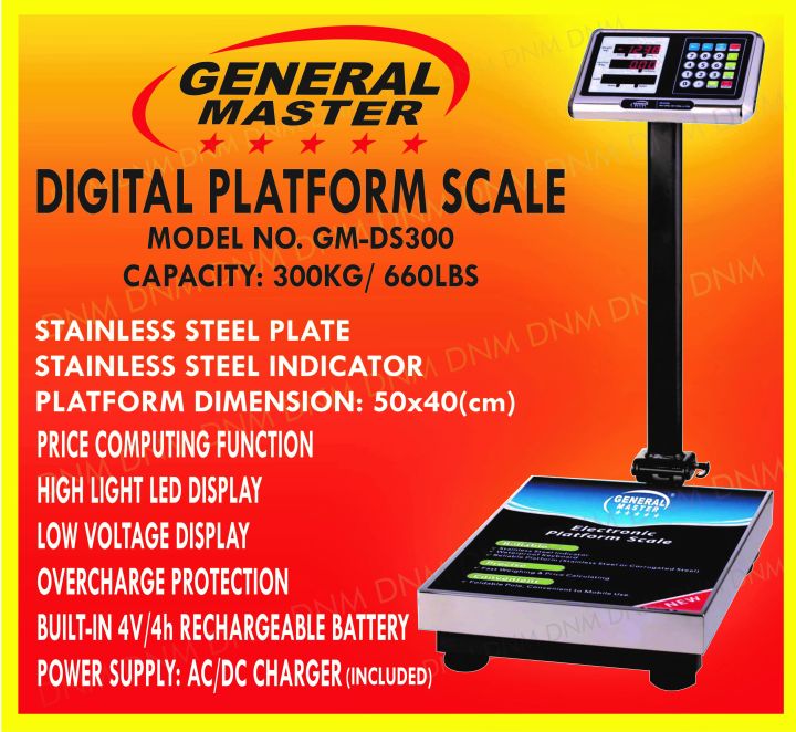 GENERAL MASTER DIGITAL PLATFORM SCALE 300KG CAPACITY | Lazada PH