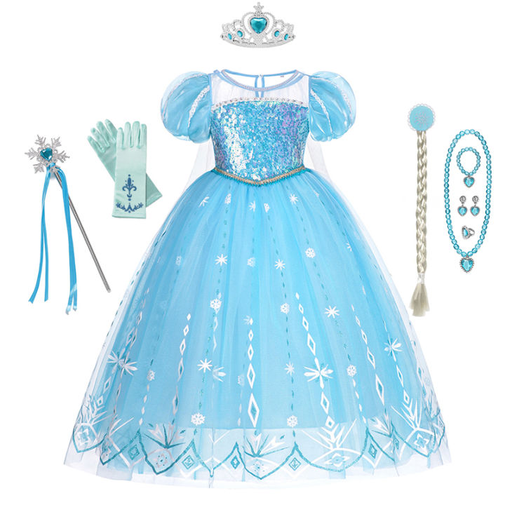 Frozen 2 Elsa Princess Dress Girls Party Cosplay Elsa Sequin Costume